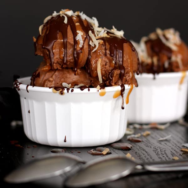 Chocolate Cinnamon Samoa Sundaes - Melanie Makes