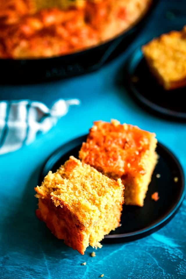 Cheddar and Cream Cheese Skillet Cornbread - Melanie Makes
