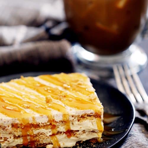 No Bake Caramel Macchiato Cake - Melanie Makes