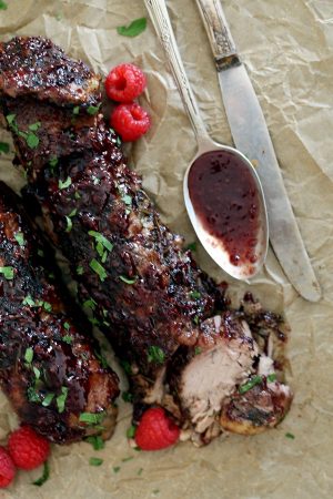 Slow Cooker Pork Tenderloin with Raspberry Chipotle Sauce - Melanie Makes